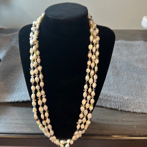 Jewelry | 24 White Multi Color Beaded Three Tier Necklace | Poshmark